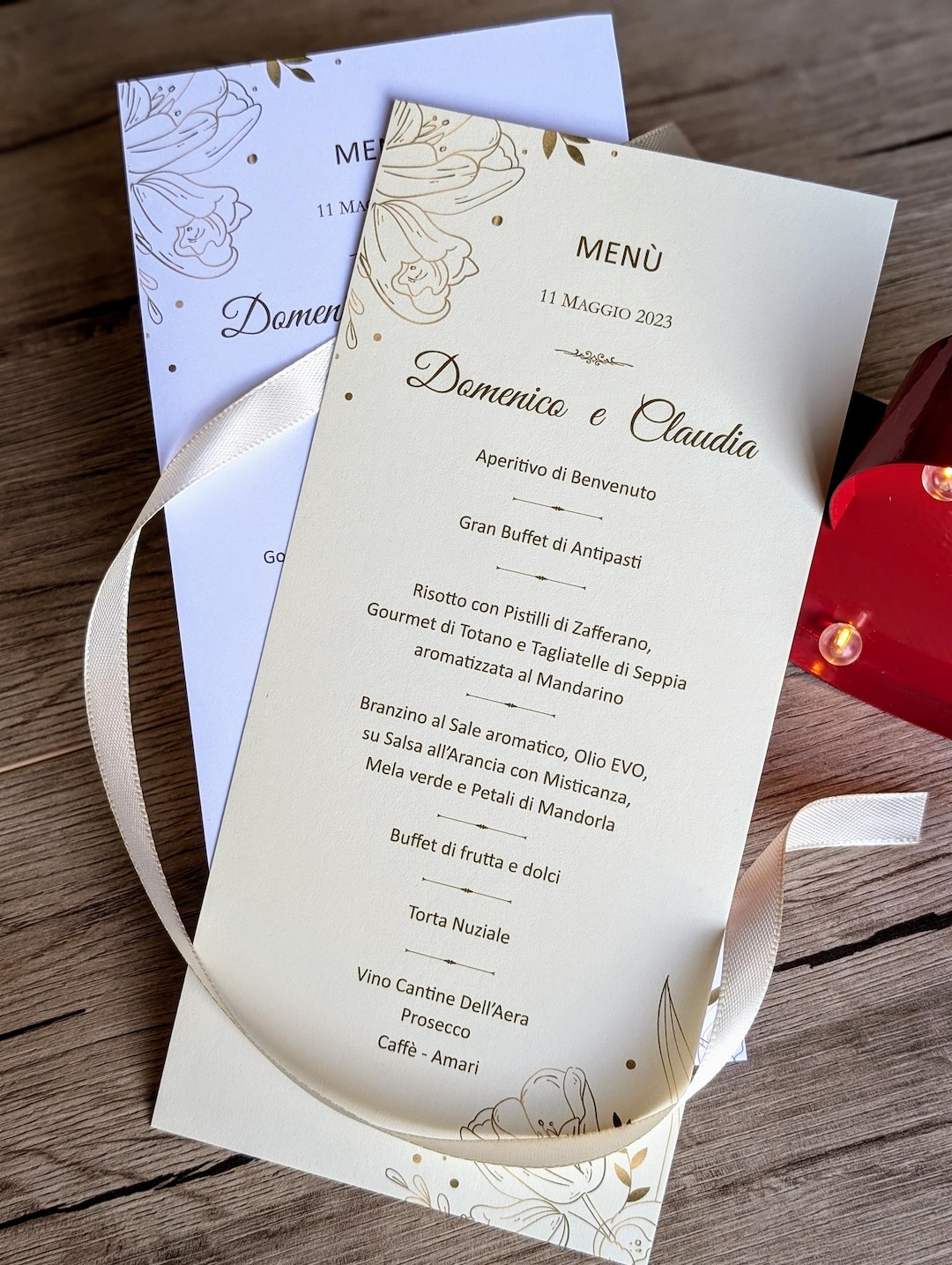 Luxury Wedding Menus | Elegant Gold Floral Reception Menu, Custom ...
