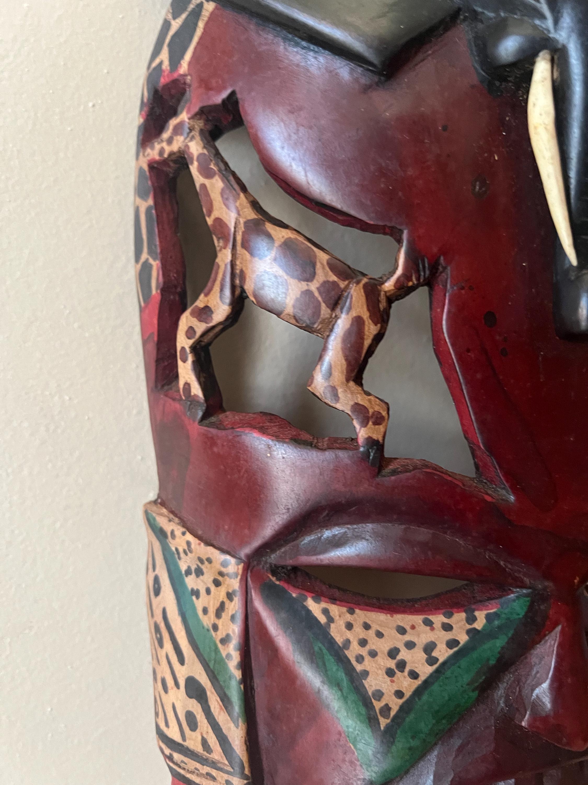 Authentic Kenyan African Mask Hand Carved Wood | Tribal Elephant Wall ...