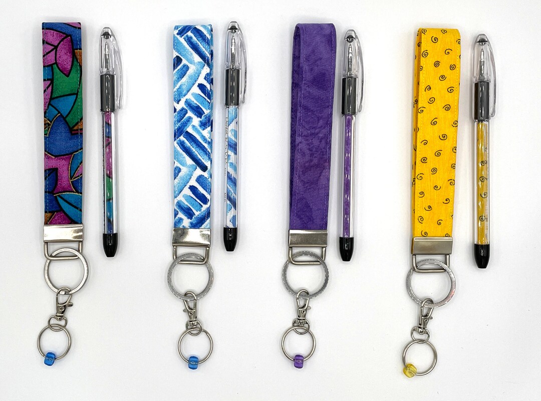Fabric Key Fob Wristlet & Pen Set: Handmade Cotton Accessories - Etsy