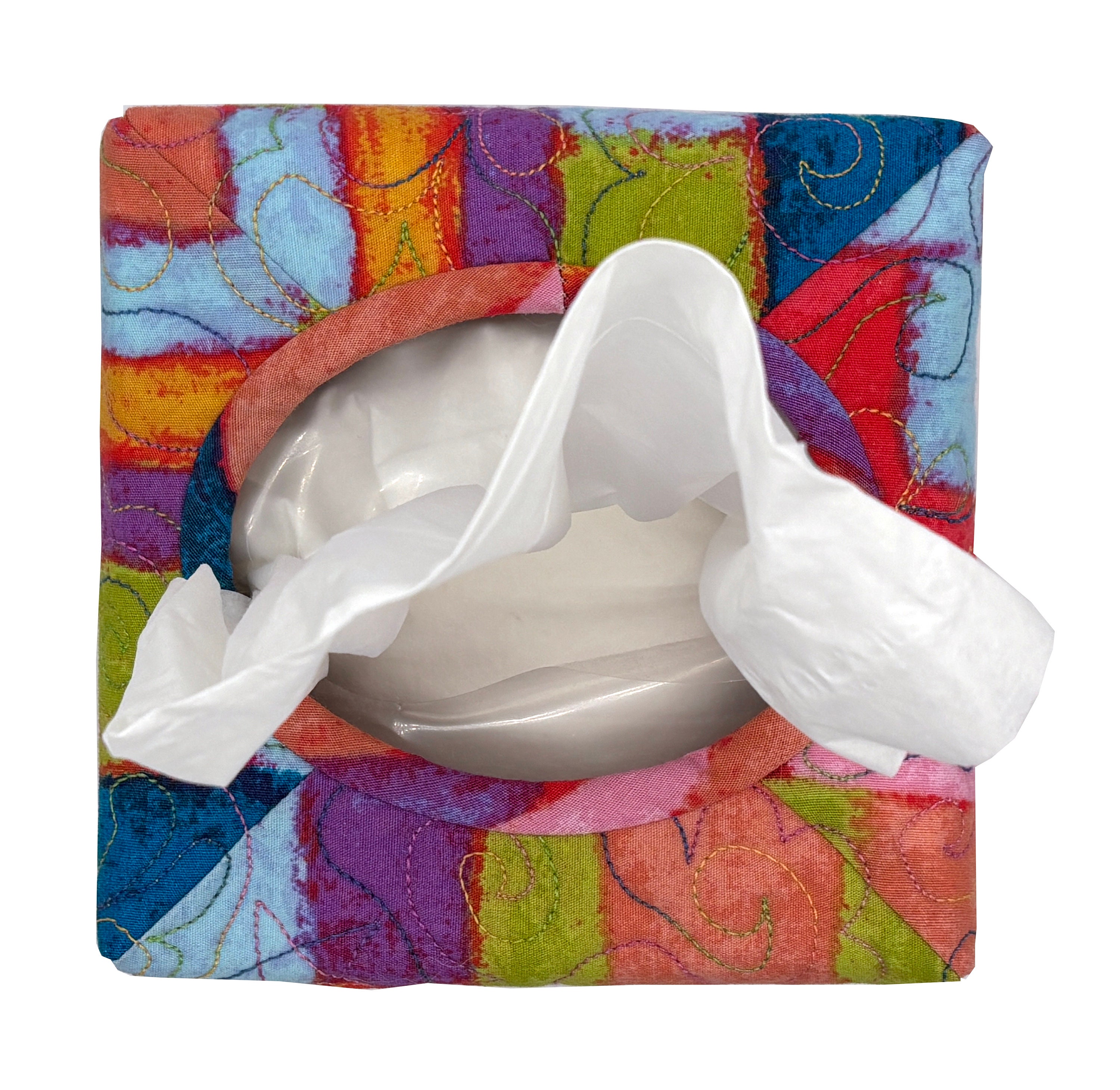 Quilted Tissue Box Cover in Block Color Print Fabric is Perfect for ...