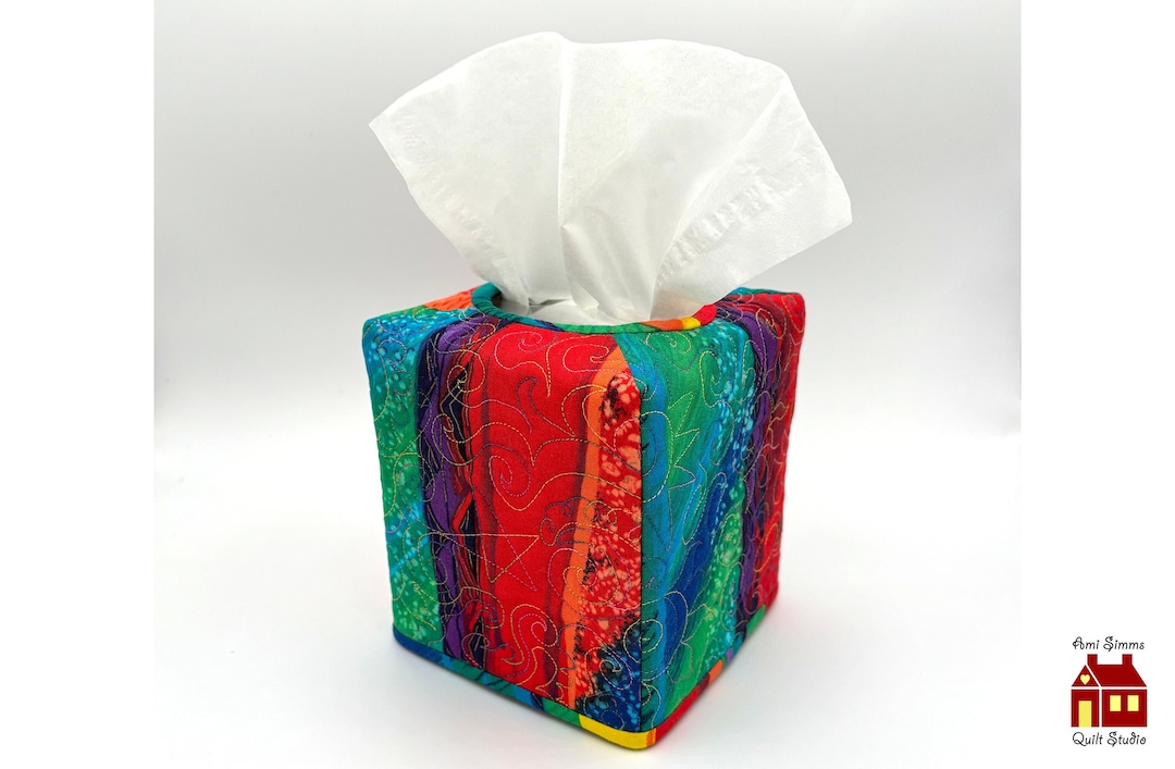 Quilted Tissue Box Cover in Bold Bright Colors Makes Great Housewarming ...