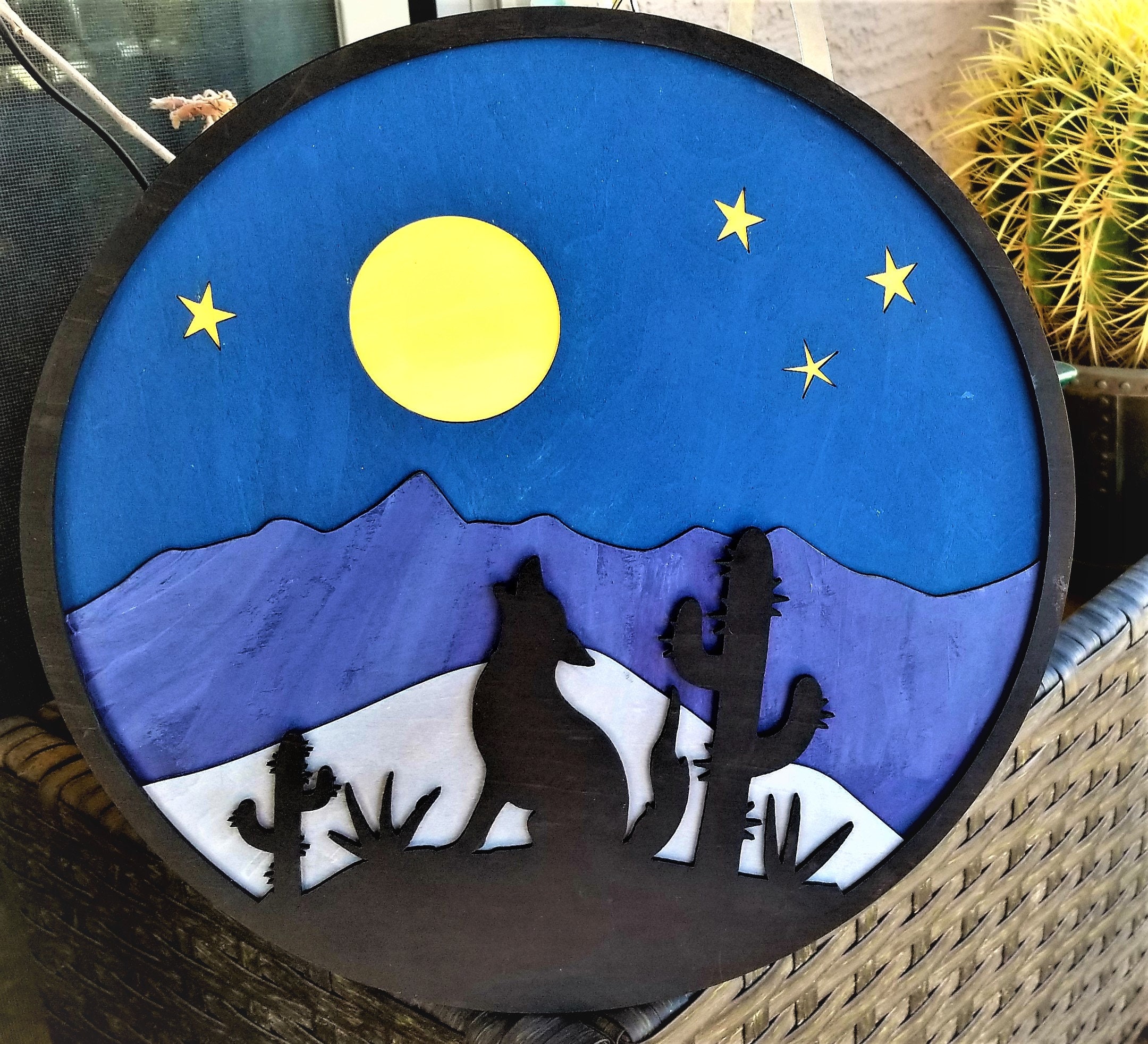 Coyote Desert Scene - Etsy