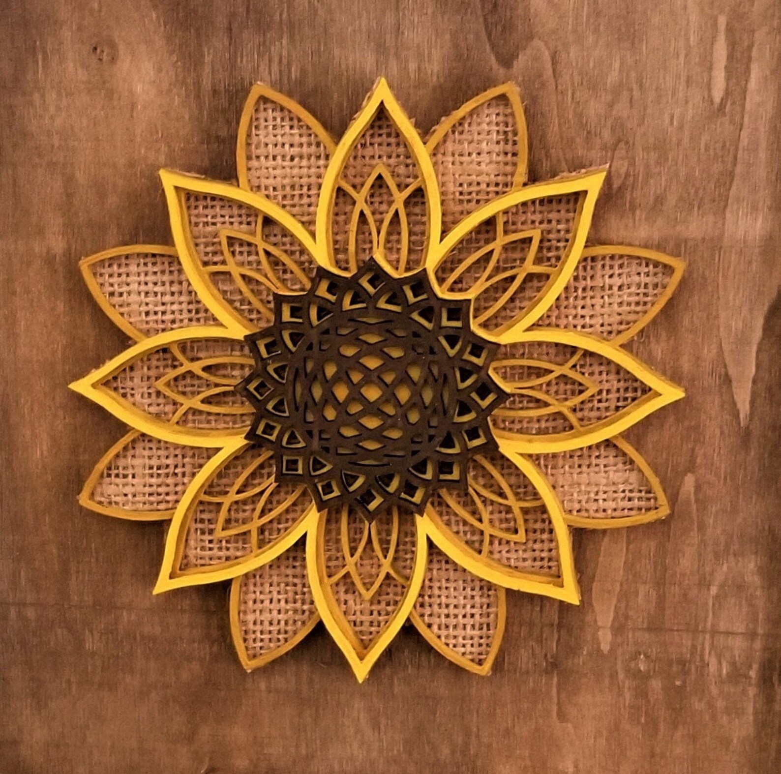Rustic Sunflower With Burlap - Laser Cut - Etsy