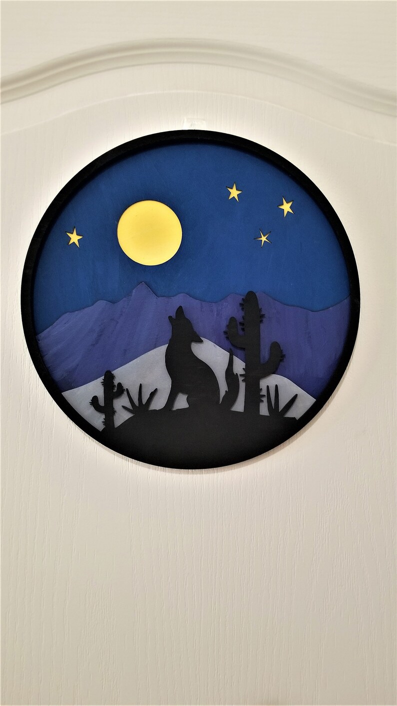 Coyote Desert Scene - Etsy