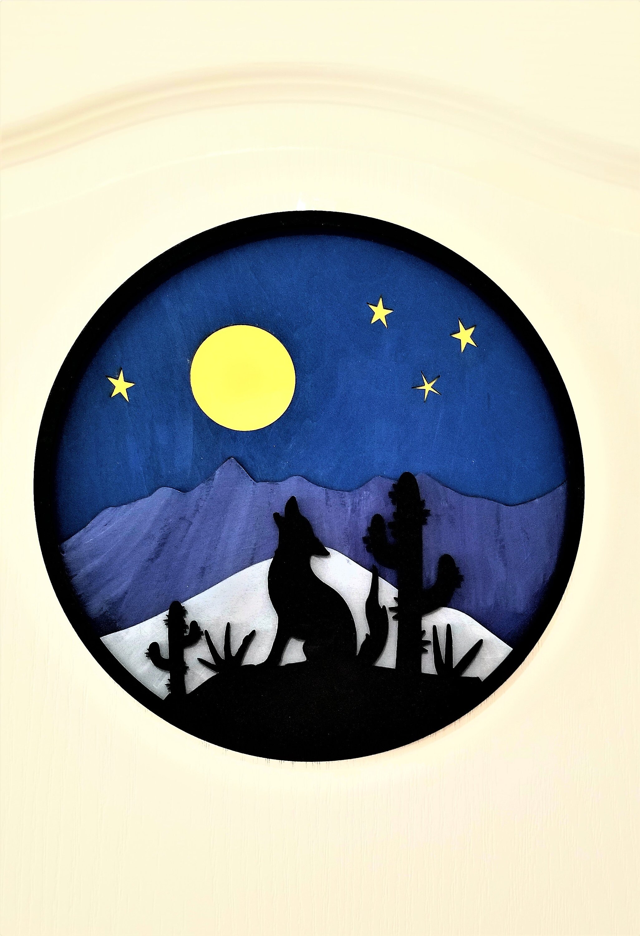 Coyote Desert Scene - Etsy