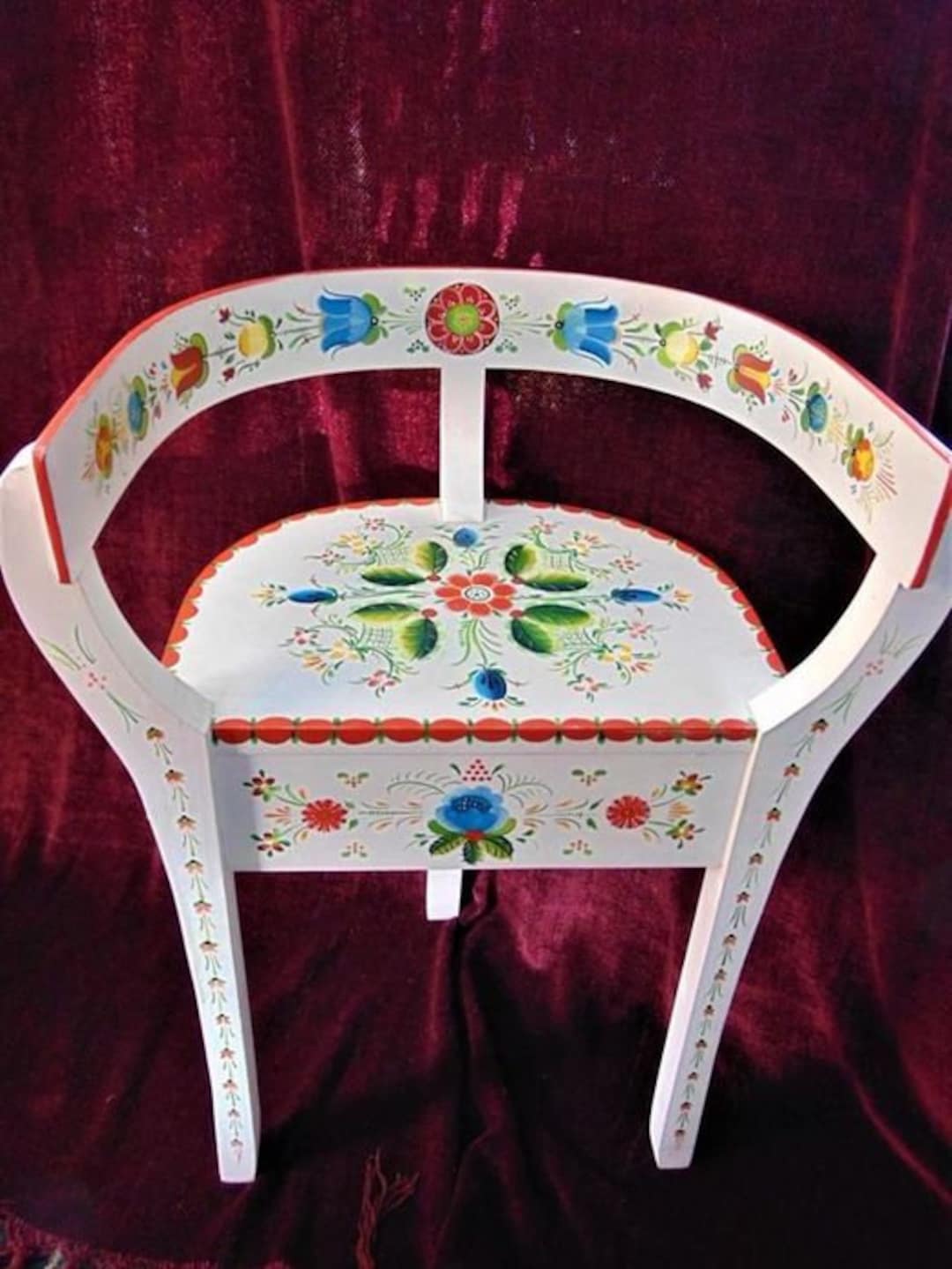 Rosemaling Design Packet for Child's Three Legged Chair Painted in "os ...