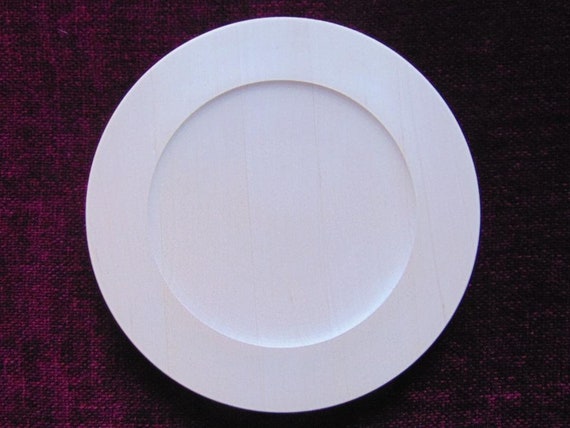 8 Inch Flat Rimmed Wooden Basswood Plate | Etsy