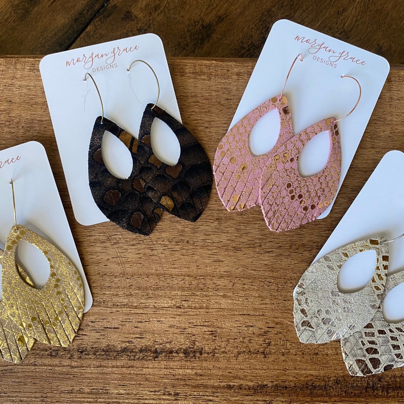 Leather Earrings - Etsy