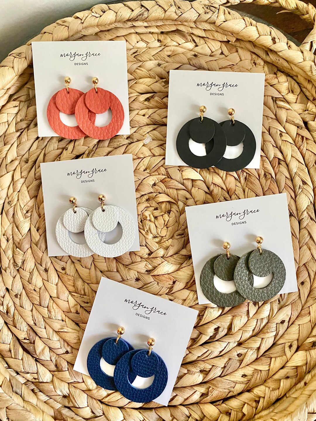 Layered Crescent Hoop Cut-out Rounds on Silver Post, Circle Cut-out ...