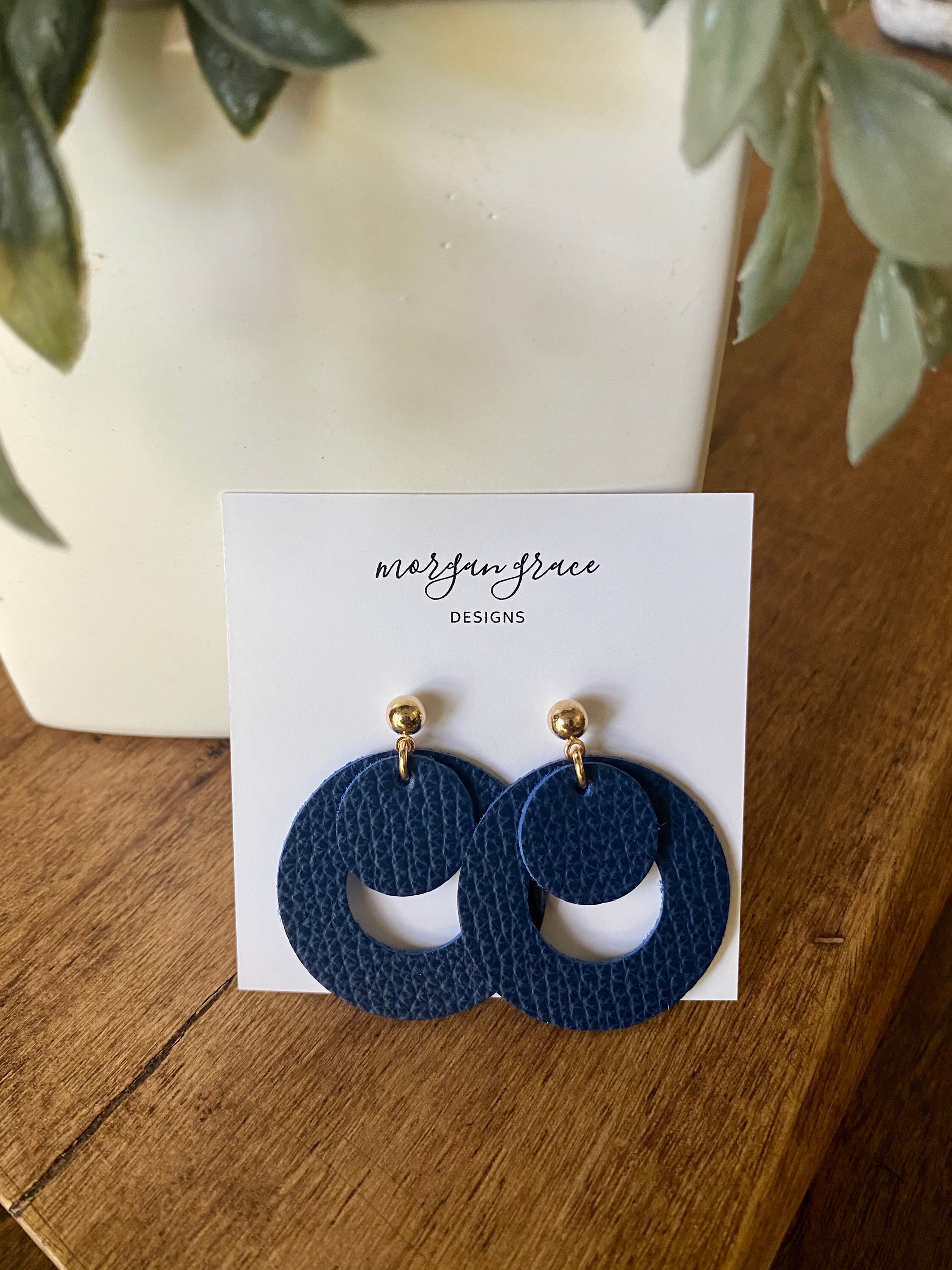 Layered Crescent Hoop Cut-out Rounds on Gold Post Circle | Etsy