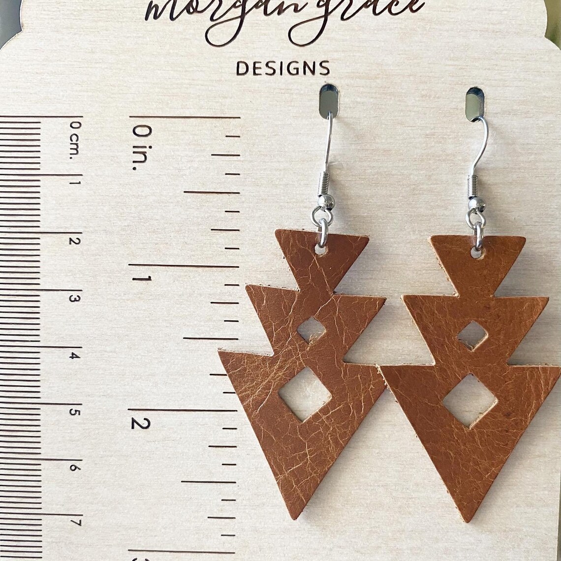Boho Arrow Leather Earrings Saddle Brown Leather Earrings | Etsy