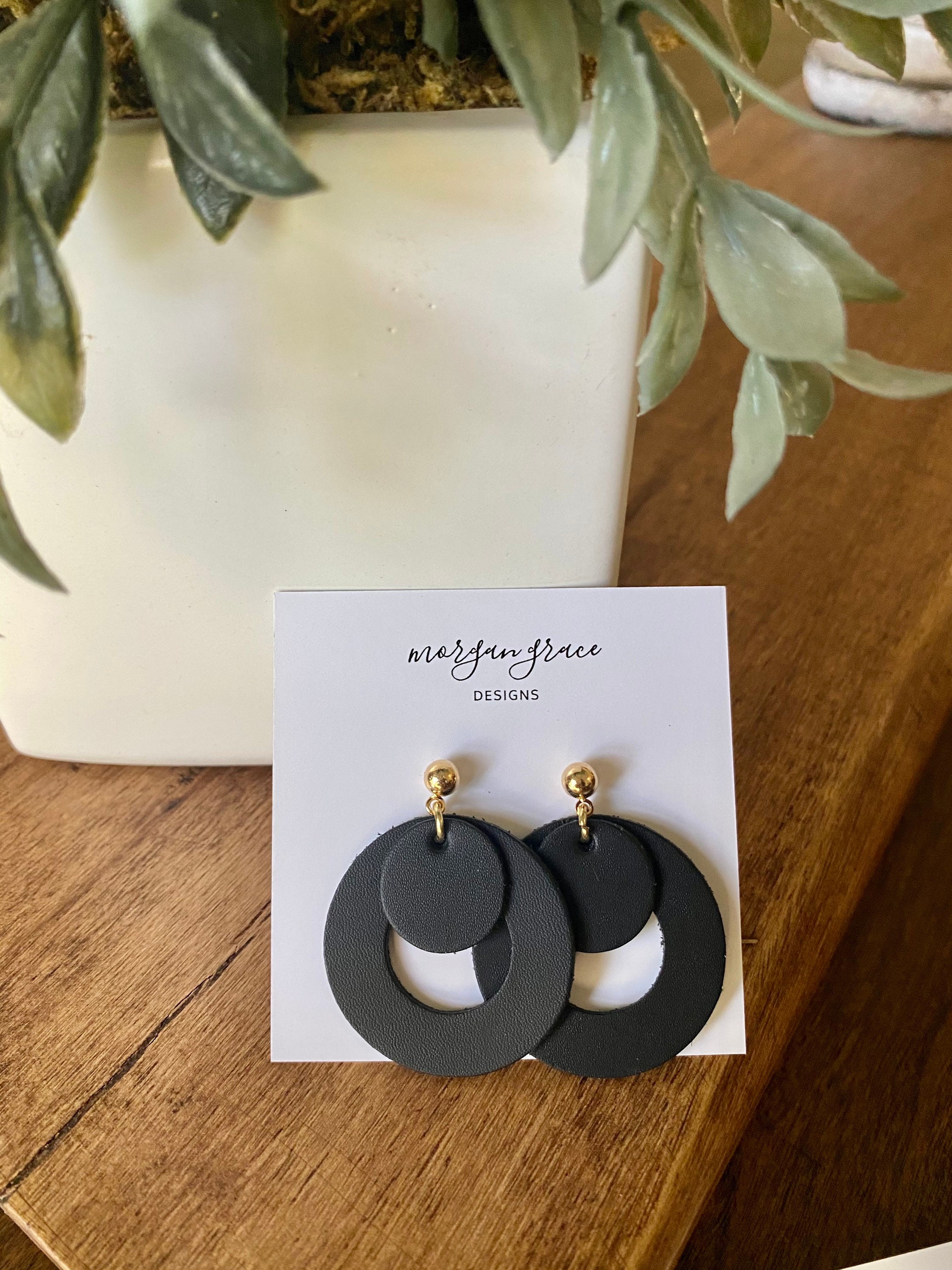 Layered Crescent Hoop Cut-out Rounds on Gold Post Circle | Etsy