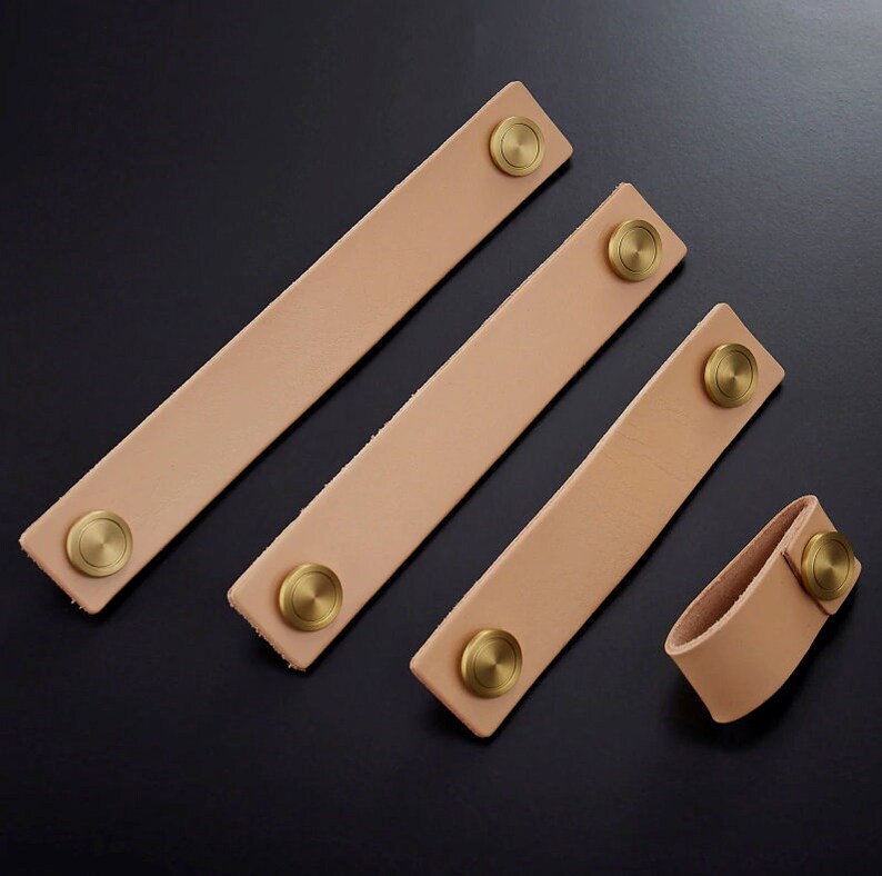 Kopervik // Soft Leather Handle Pulls With Solid Brass - Etsy