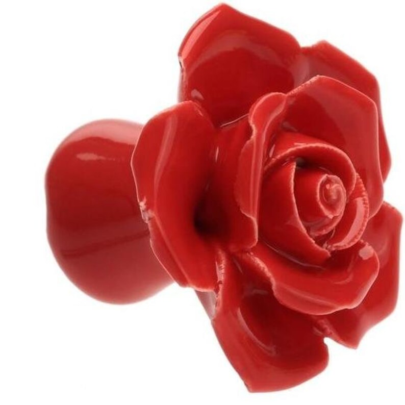 Rosa // Ceramic Rose Flower Knobs Hardware for Cabinets and - Etsy