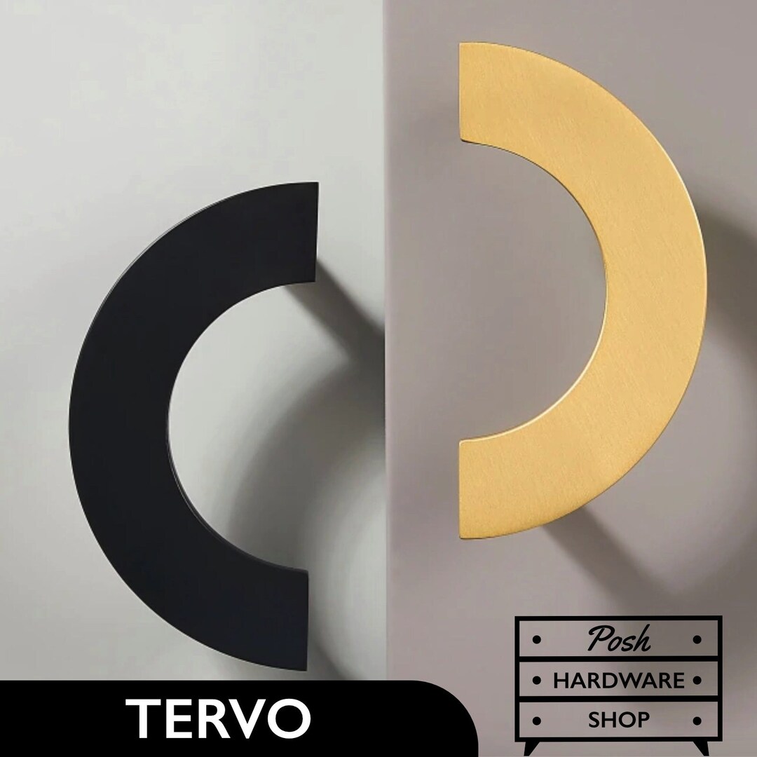 Tervo // Solid Brass Semi-circular Handle Pulls Hardware for Cabinets ...