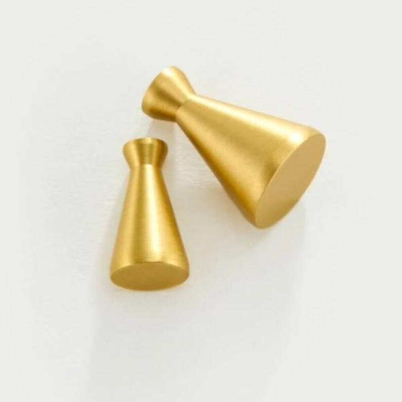 Karlsback // Solid Brass Hourglass Cone Knobs. Gold or Black. - Etsy