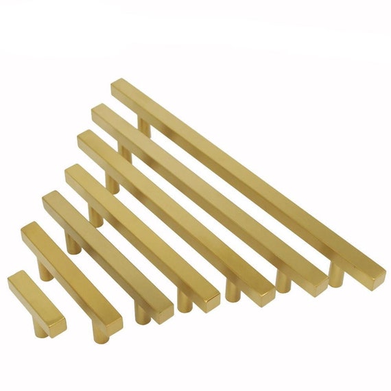 Farsund // Gold Square T-bar Handle Pulls Hardware for | Etsy