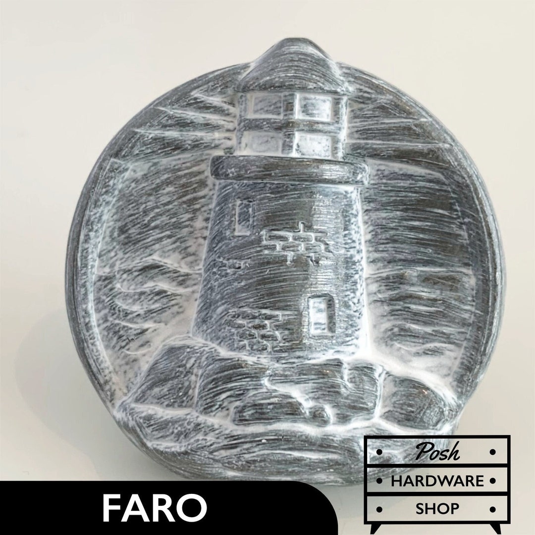 Faro // Lighthouse Knobs - Silver With White - Hardware for Cabinets ...