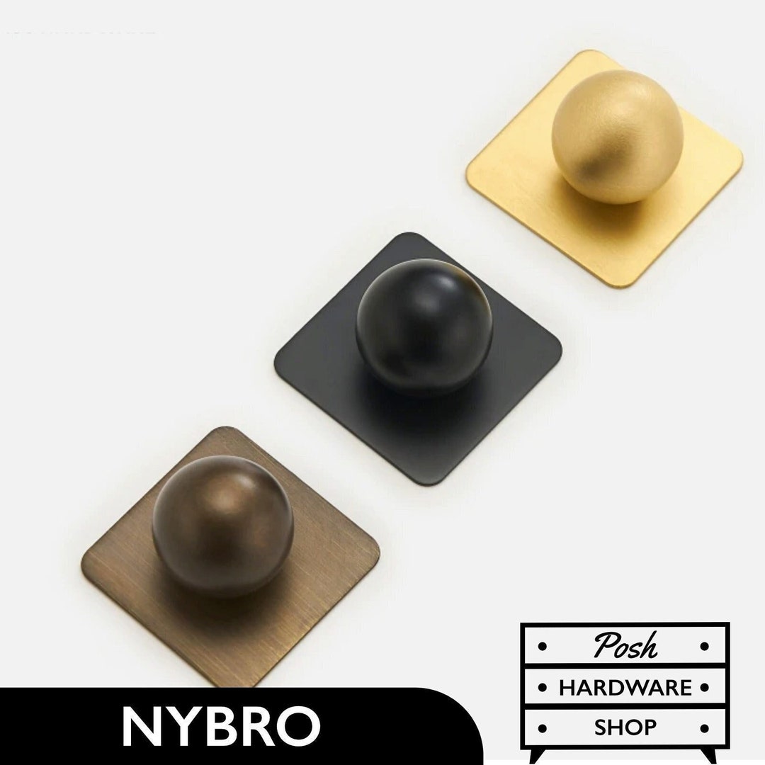 Nybro // Solid Brass Sphere Knobs With Optional Backplate in 3 Colours ...