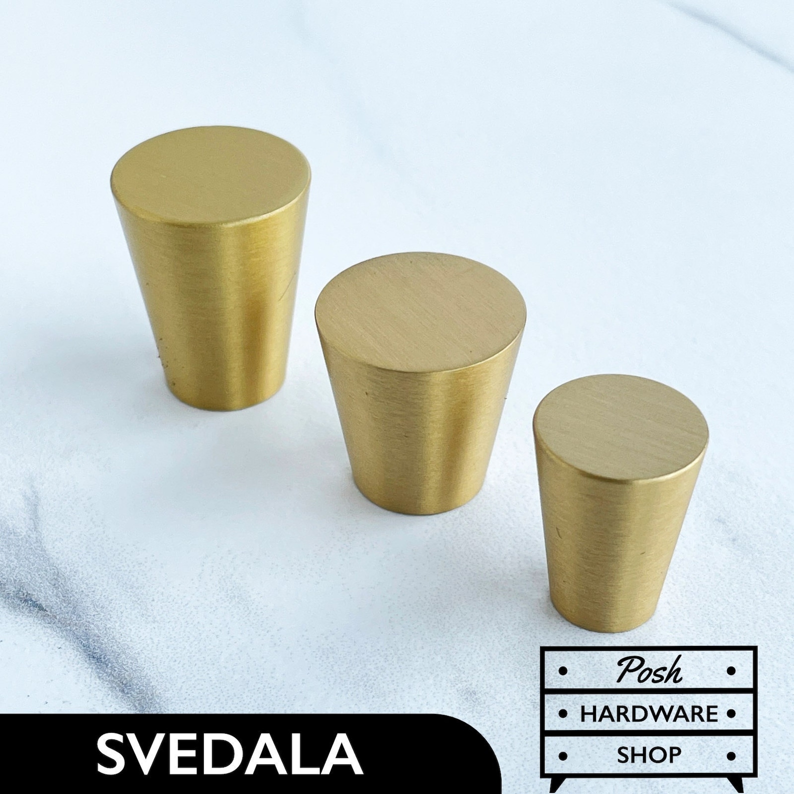 Svedala // Contemporary Solid Brass Cone Knobs - Etsy