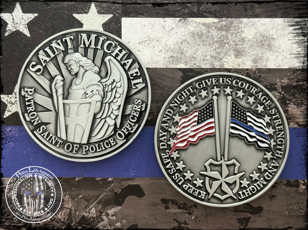 Blue Line St. Michael Challenge Coin - Etsy