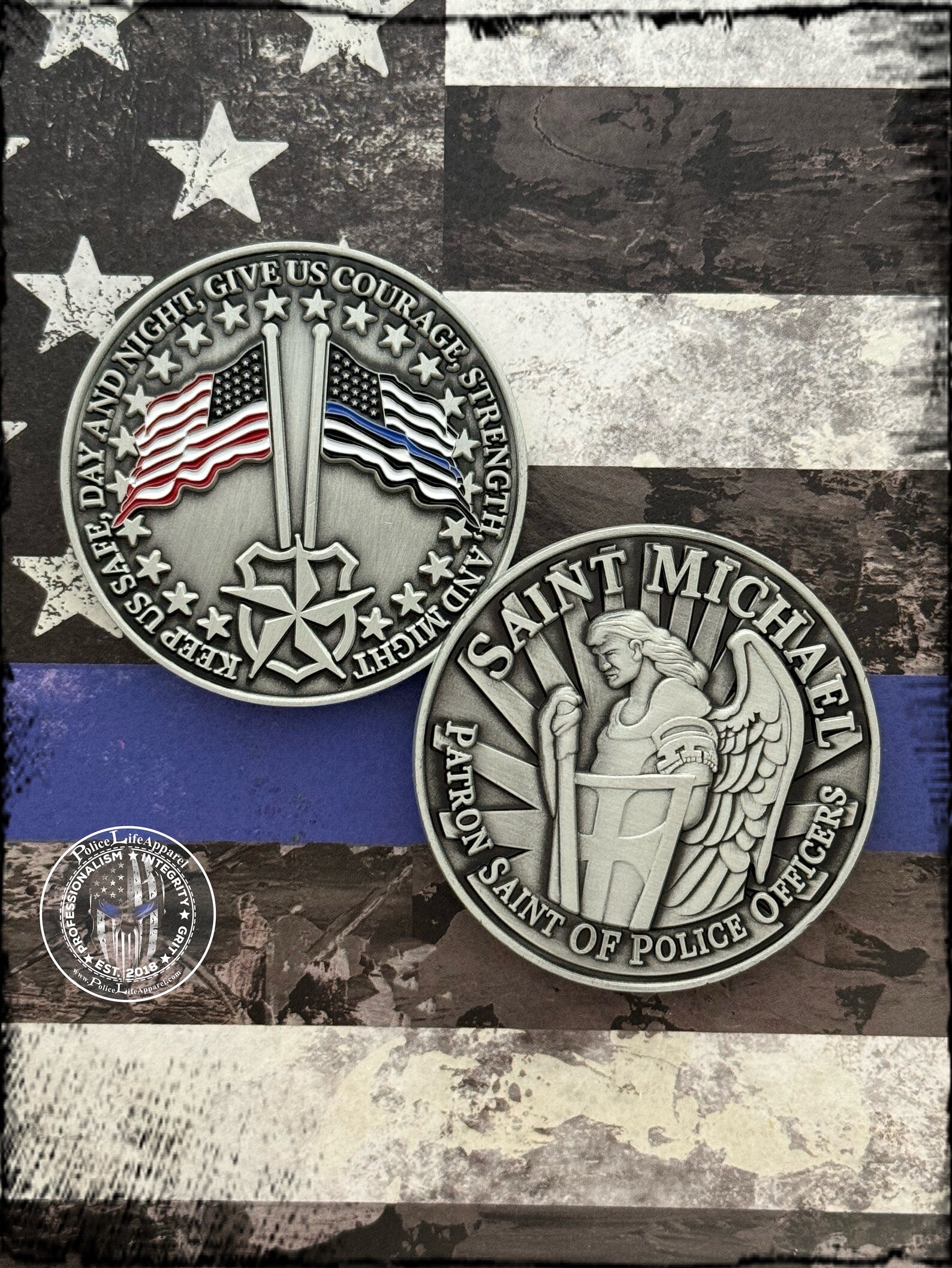Blue Line St. Michael Challenge Coin - Etsy