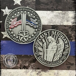 Blue Line St. Michael Challenge Coin - Etsy