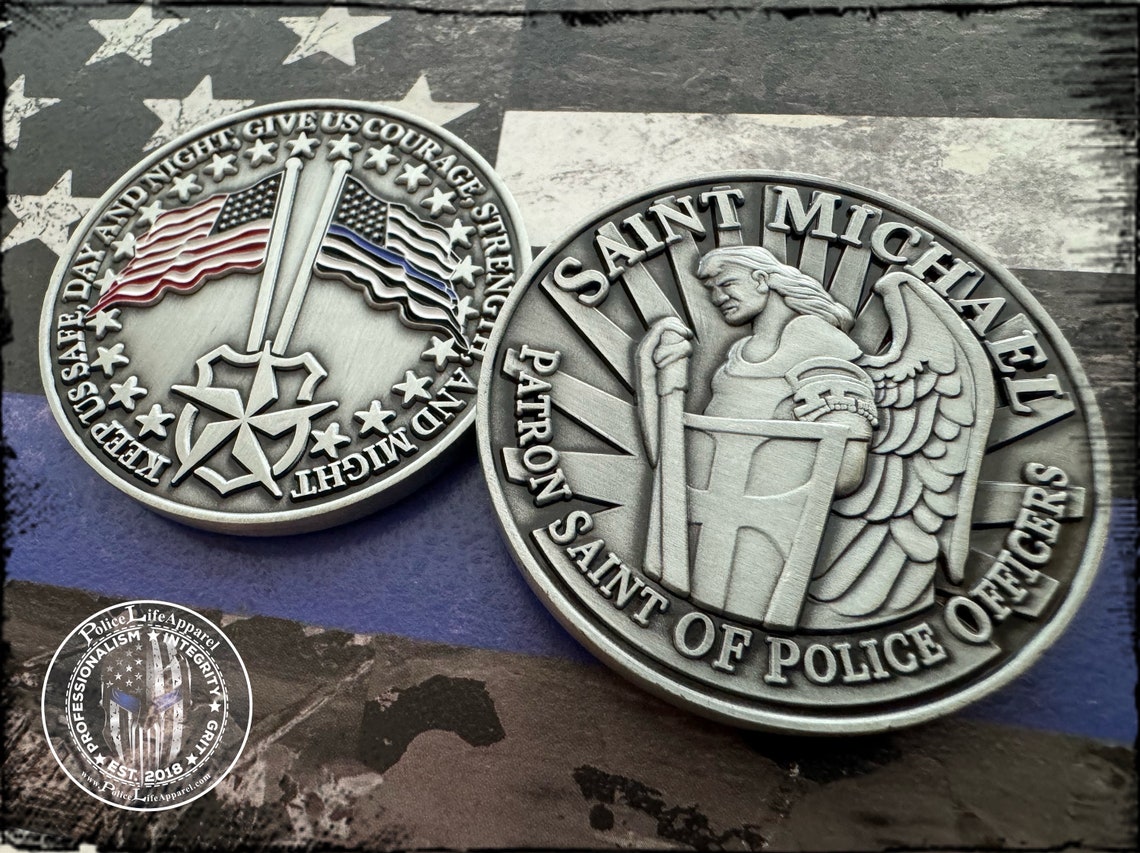 Blue Line St. Michael Challenge Coin - Etsy