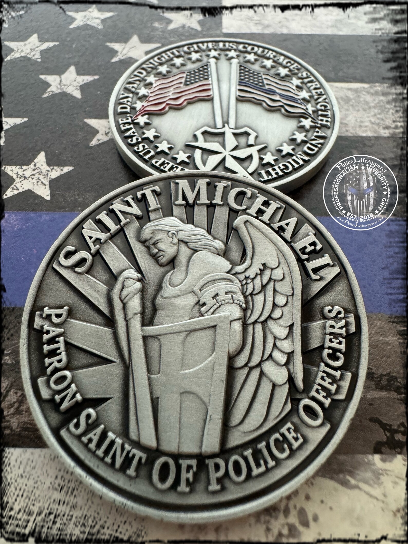 Blue Line St. Michael Challenge Coin - Etsy