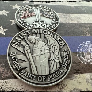 Blue Line St. Michael Challenge Coin - Etsy