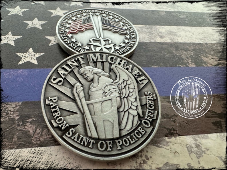 Blue Line St. Michael Challenge Coin - Etsy