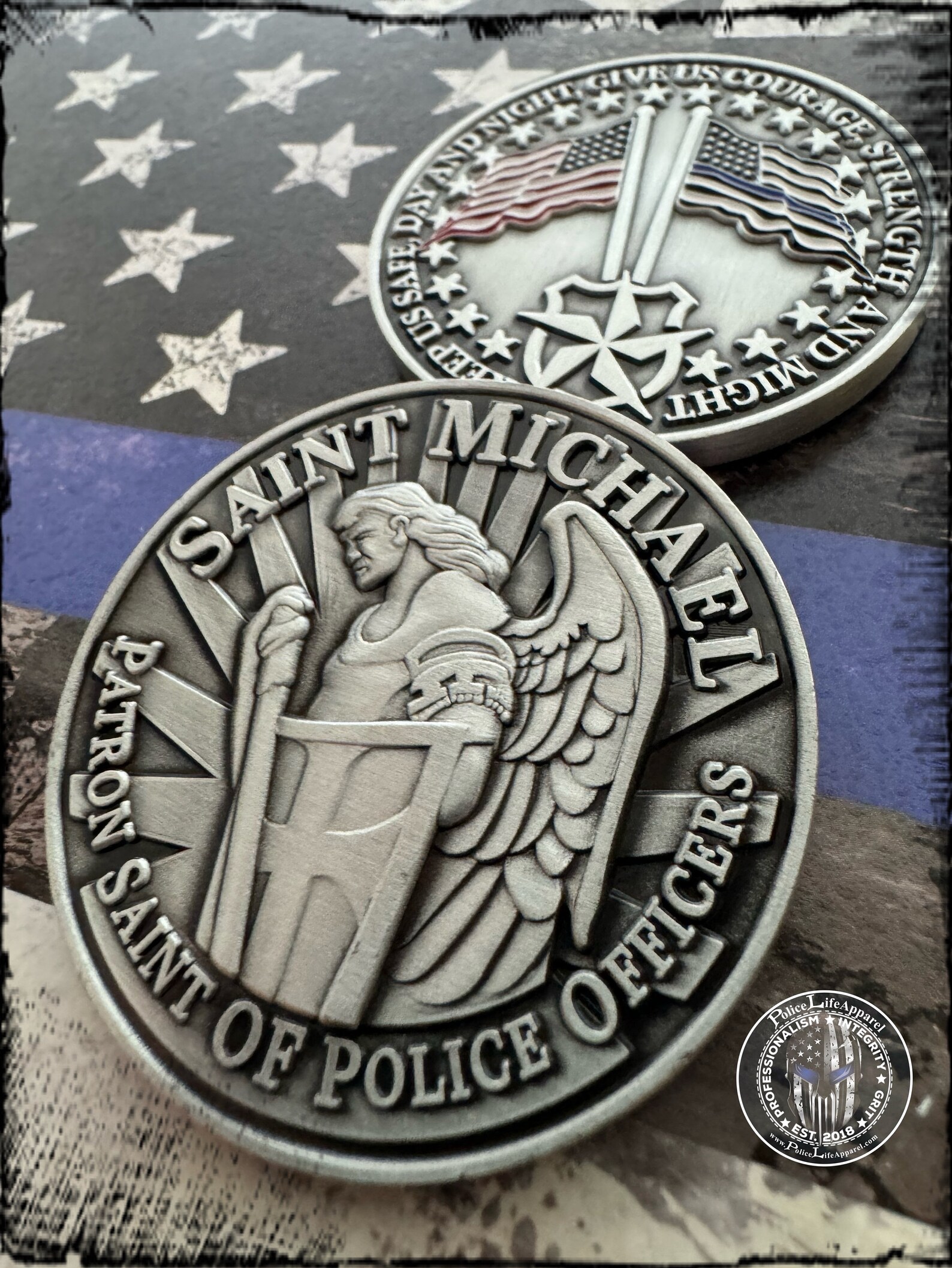 Blue Line St. Michael Challenge Coin - Etsy