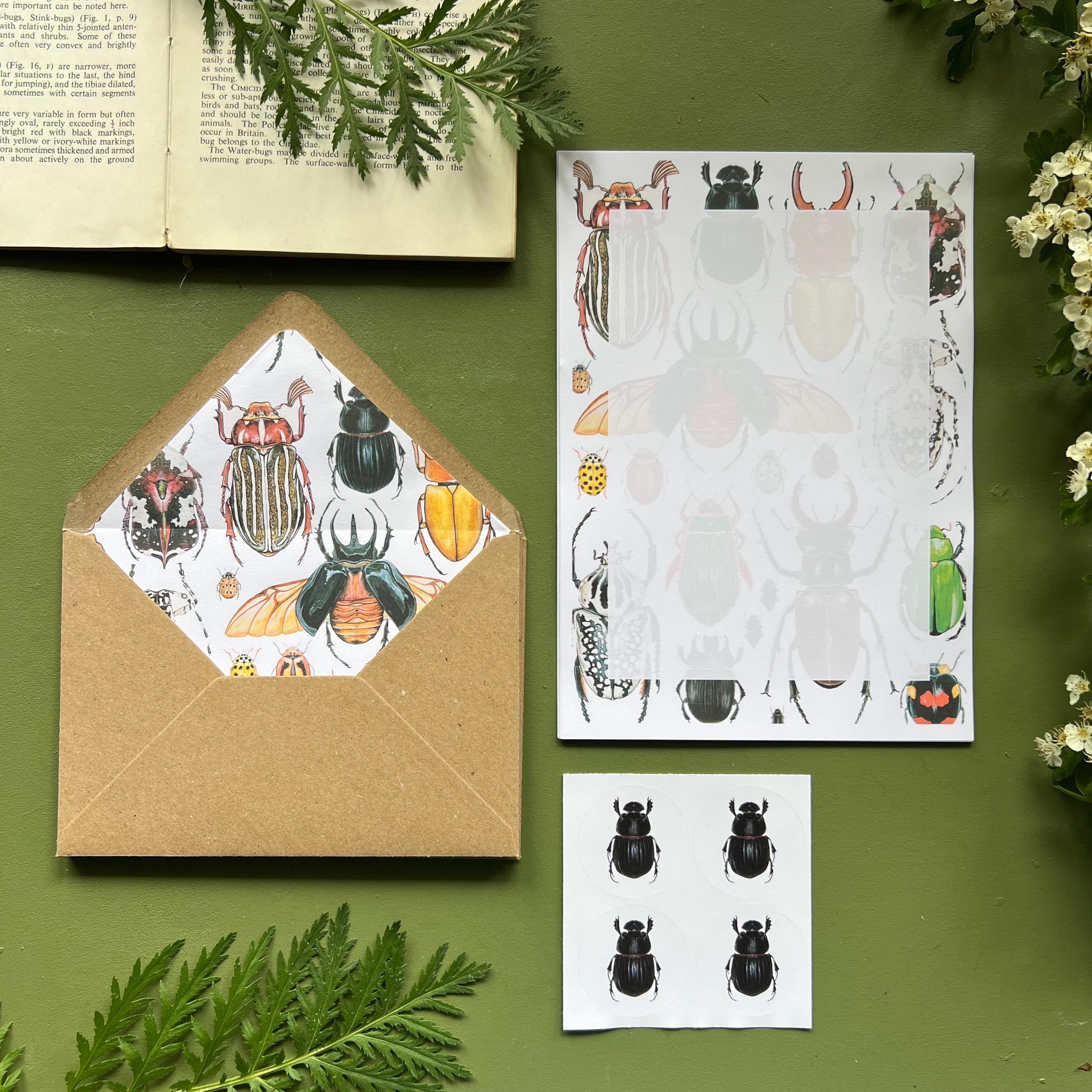 Beetles and Bugs, Letter Writing Set, Stationery Pack - Etsy