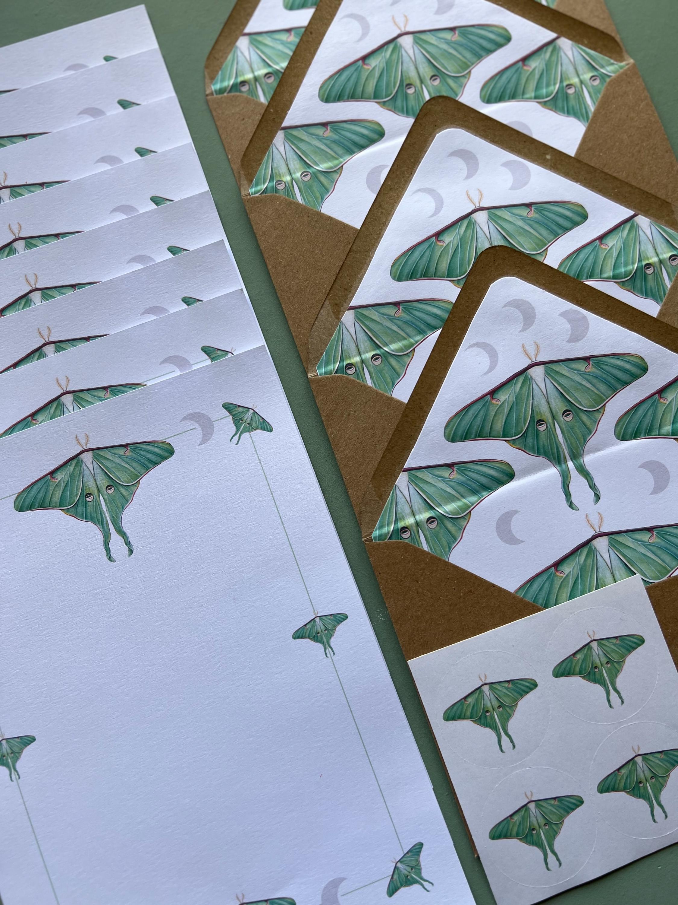 Luna Moth Letter Writing Set, Entomology Gift, Insect Stationery - Etsy