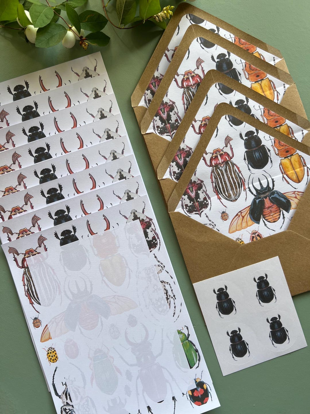 Beetles and Bugs, Letter Writing Set - Etsy