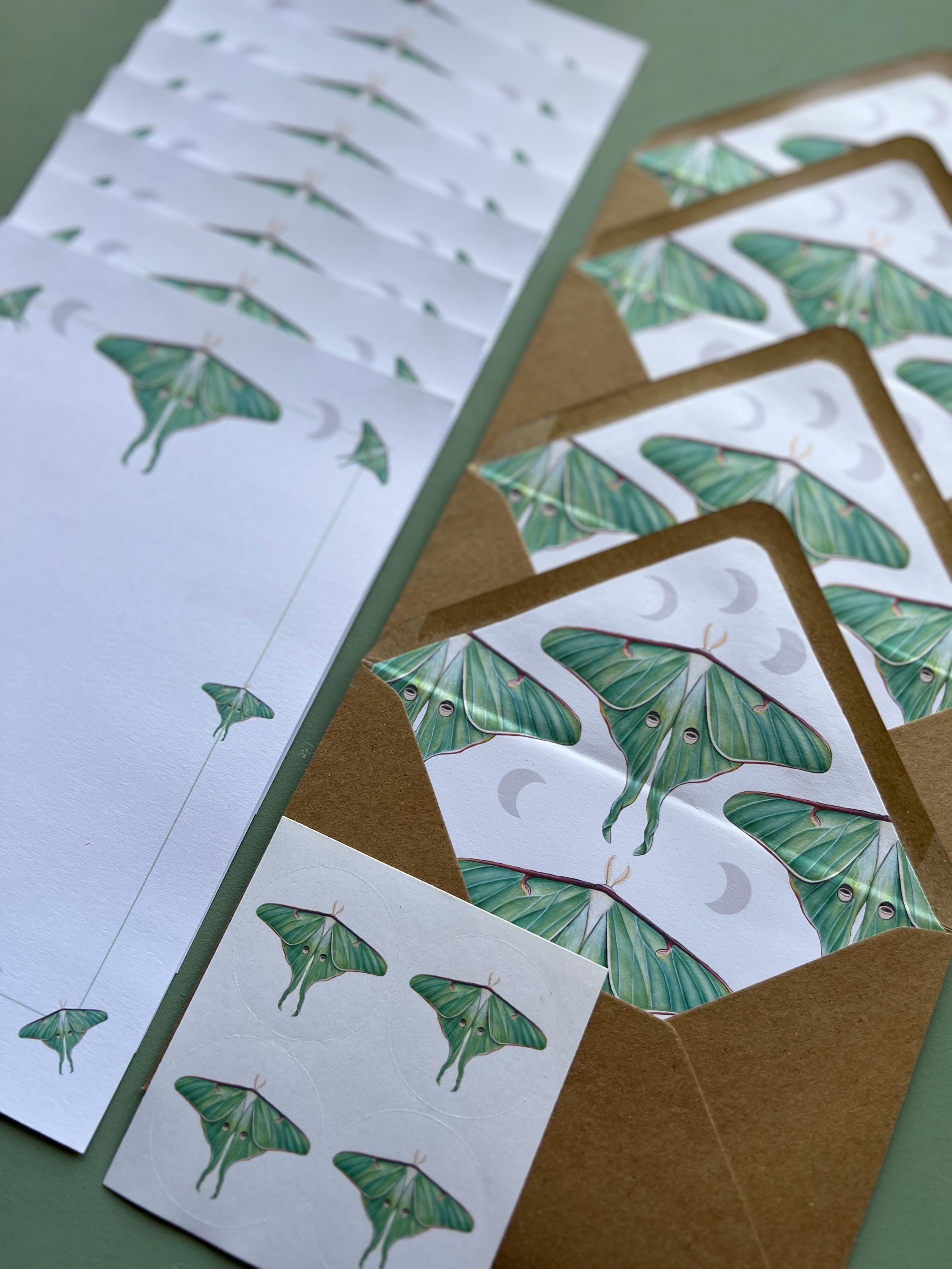 Luna Moth Letter Writing Set, Entomology Gift, Insect Stationery - Etsy