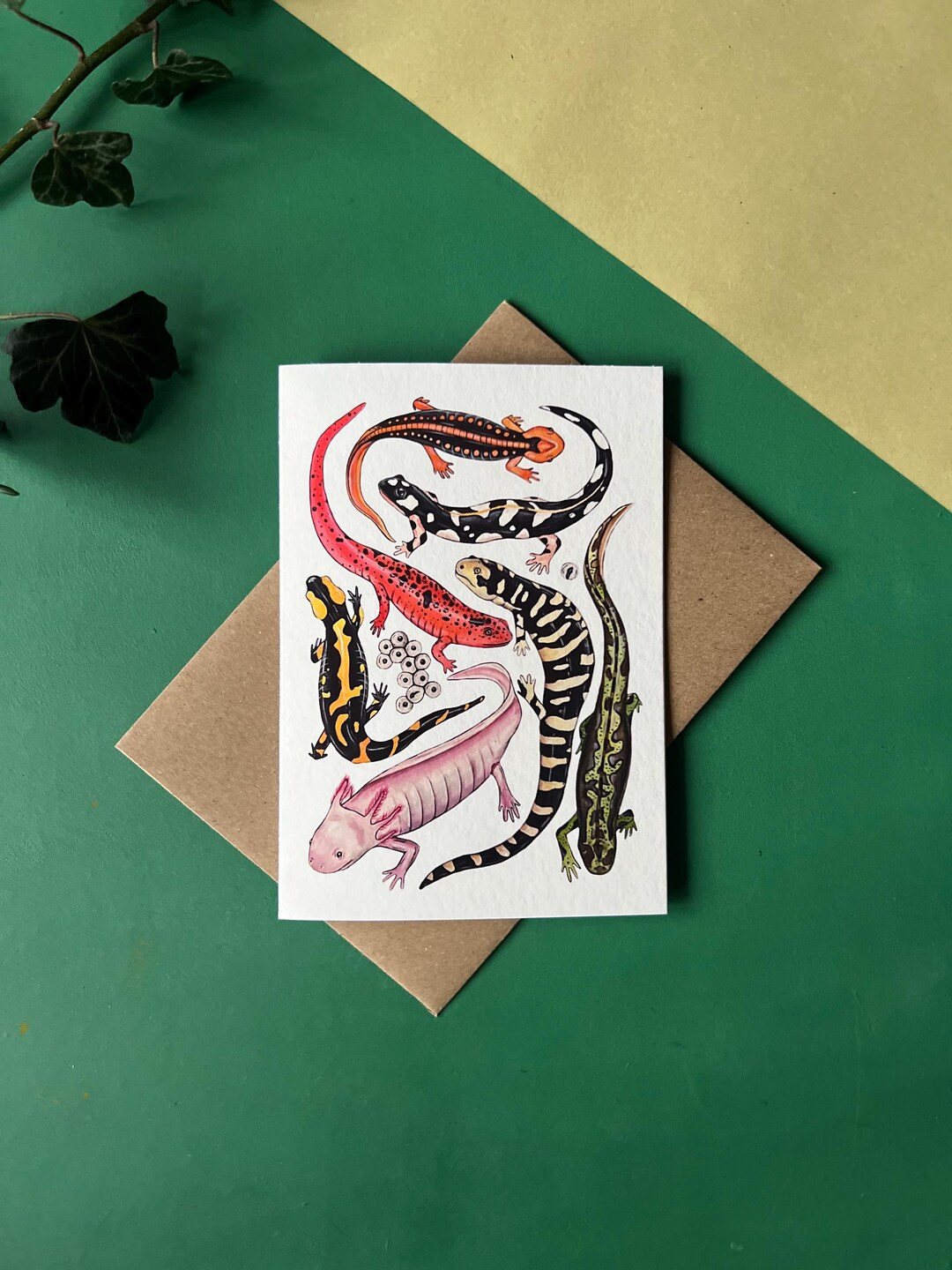 Salamanders Card, Blank Greeting Card, Watercolour Print - Etsy