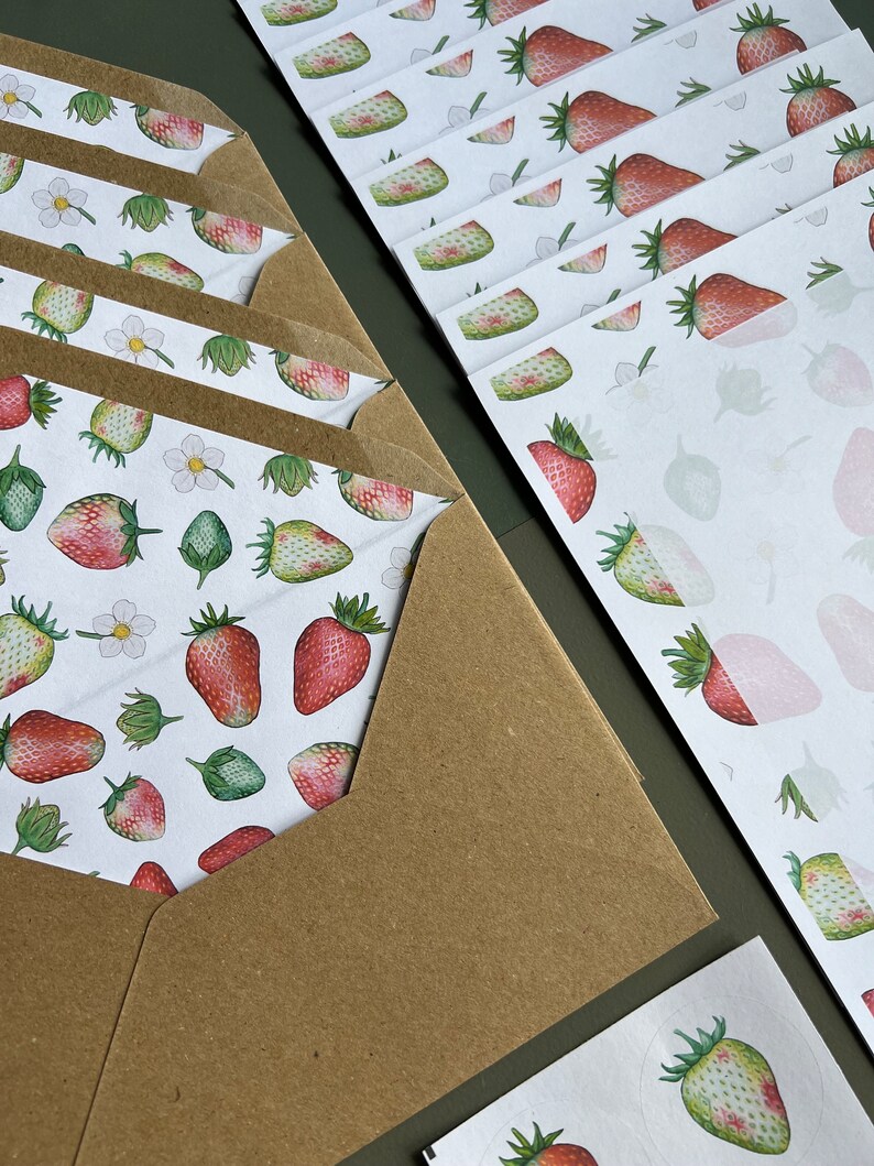 Strawberries, Letter Writing Set - Etsy