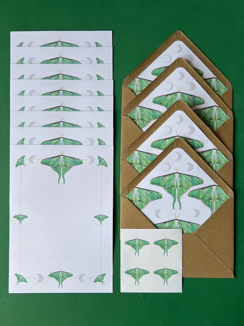 Luna Moth Letter Writing Set, Entomology Gift, Insect Stationery - Etsy