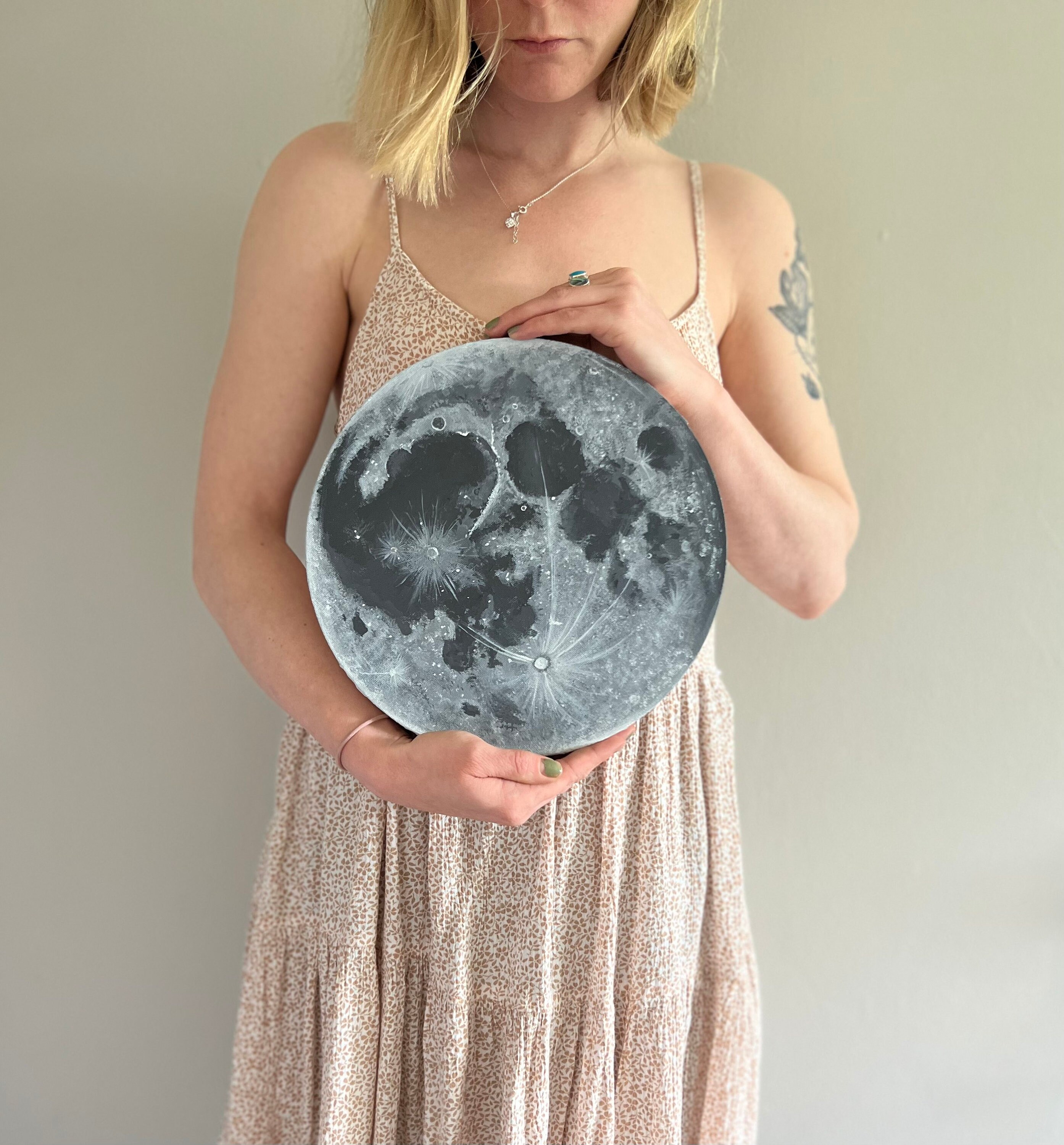 Original Full Moon Circle Canvas Painting Acrylic on Cotton - Etsy