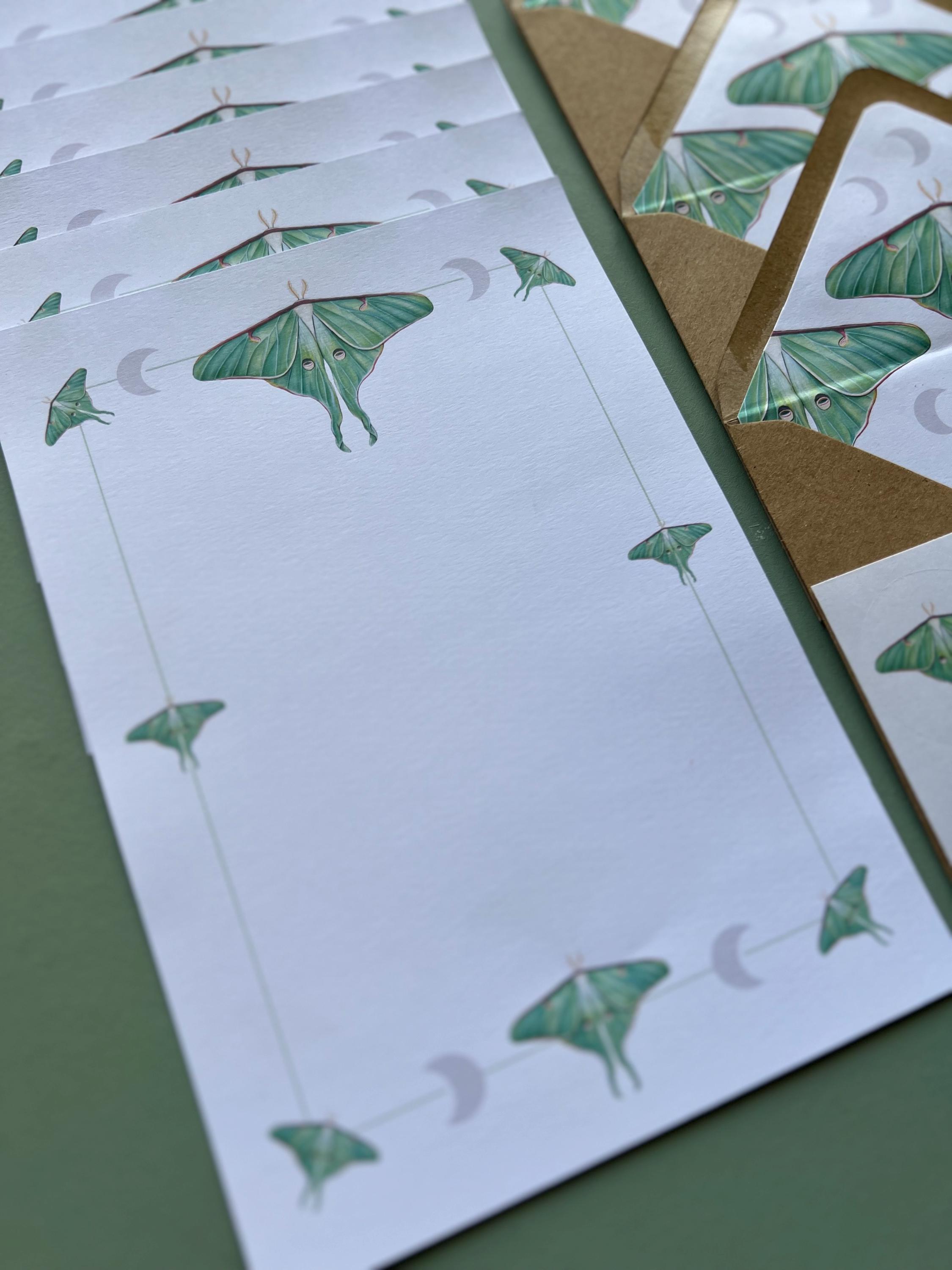 Luna Moth Letter Writing Set, Entomology Gift, Insect Stationery - Etsy