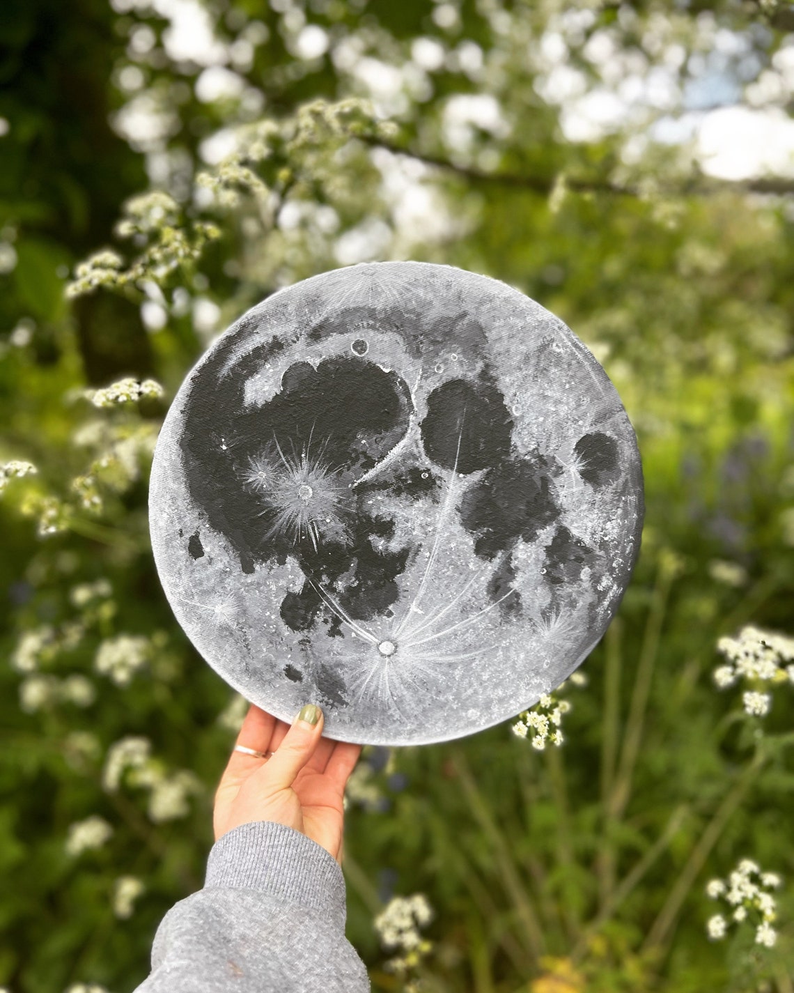 Original Full Moon Circle Canvas Painting Acrylic on Cotton - Etsy