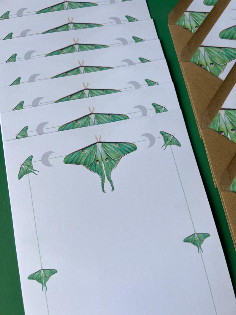 Luna Moth Letter Writing Set, Entomology Gift, Insect Stationery - Etsy