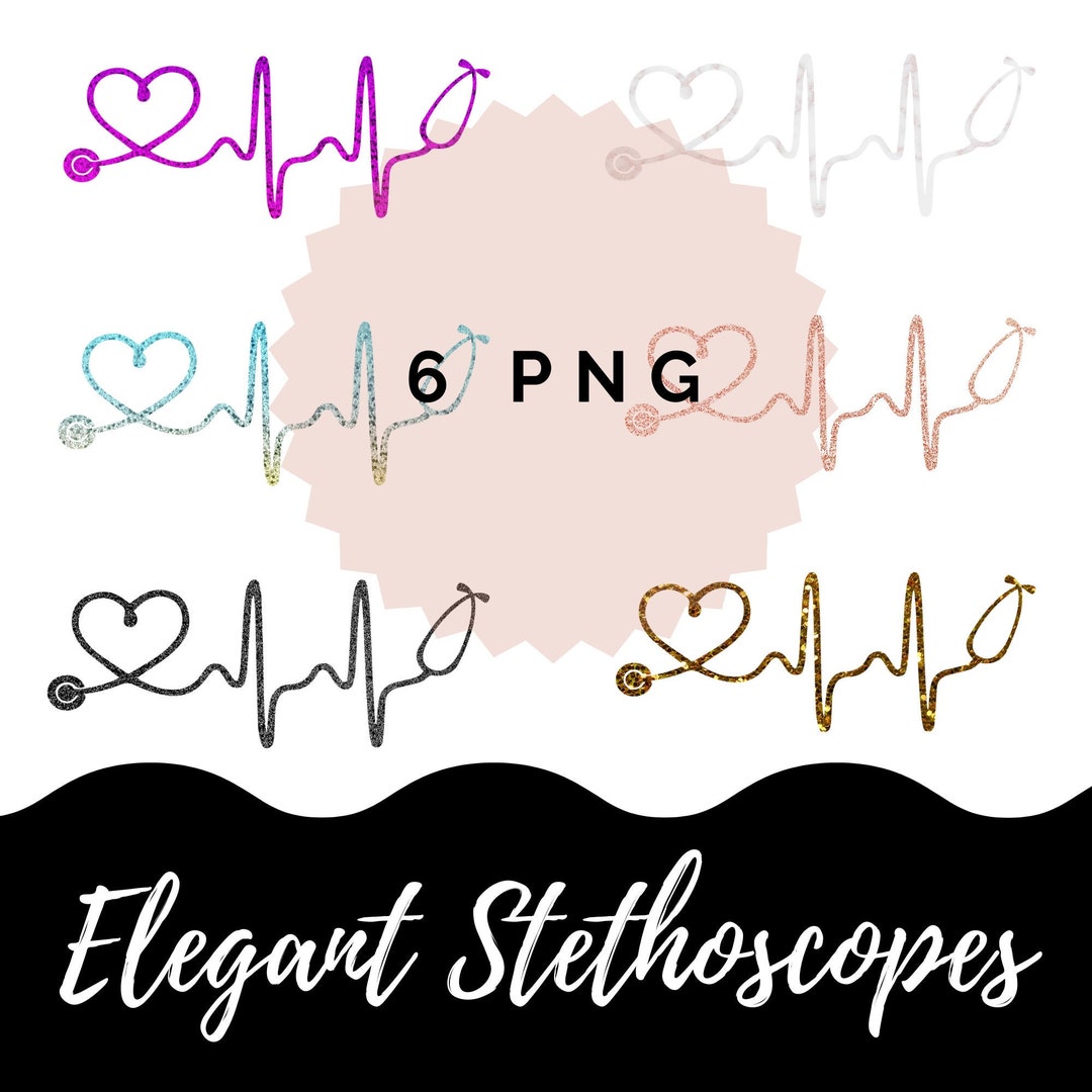 Elegant Stethoscopes 6 Glitter PNG Image Files Rose Gold Purple Ombre ...