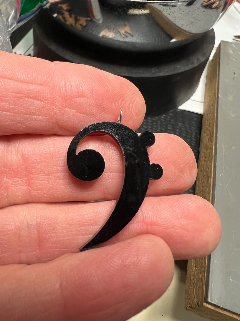 Bass Clef Earrings Black Acrylic Made in Texas USA. Ships From the Us ...
