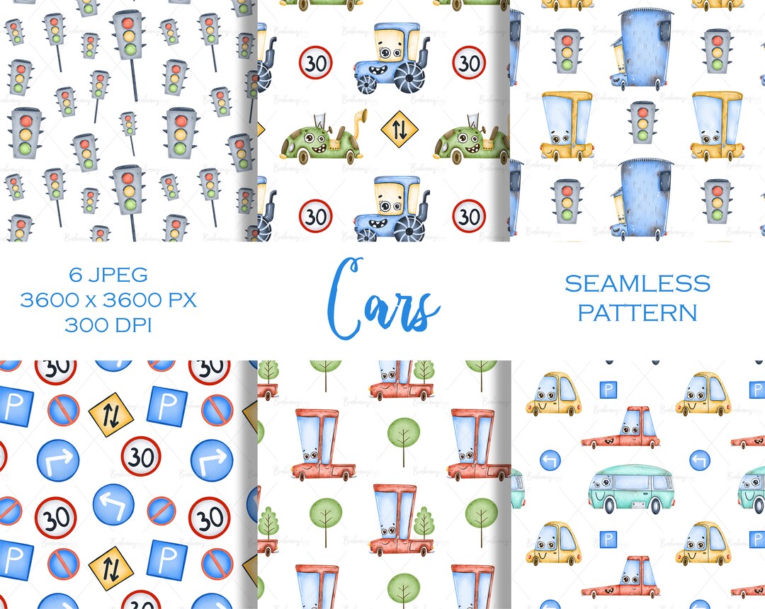 Cute Cars Digital Paper Cute Cars Patterns Kids Patterns - Etsy