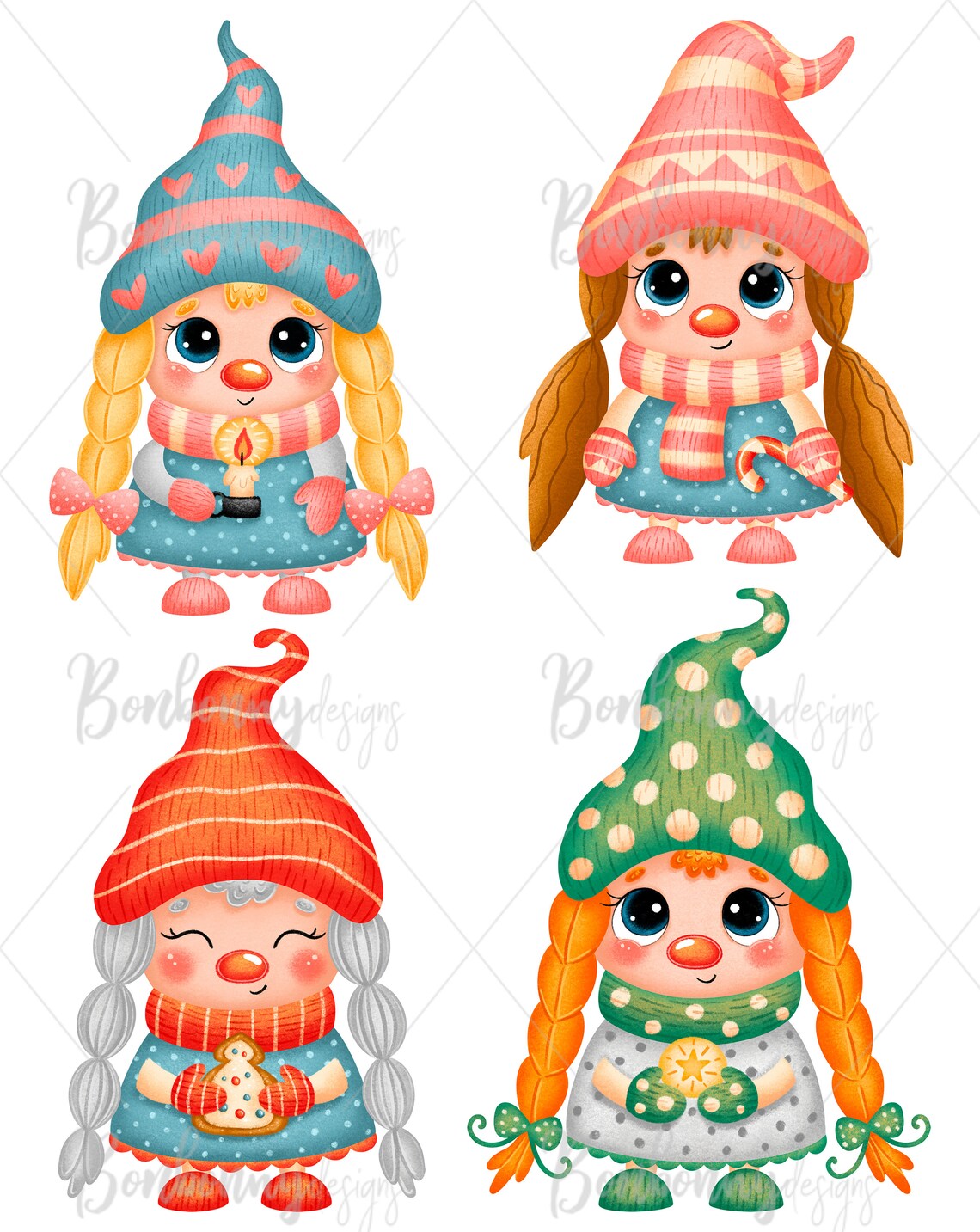 Christmas Gnomes Clipart Scandinavian Gnomes Clipart Nordic | Etsy