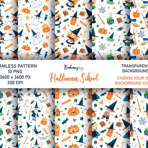 Cute Halloween Digital Paper Cartoon Monsters Seamless - Etsy