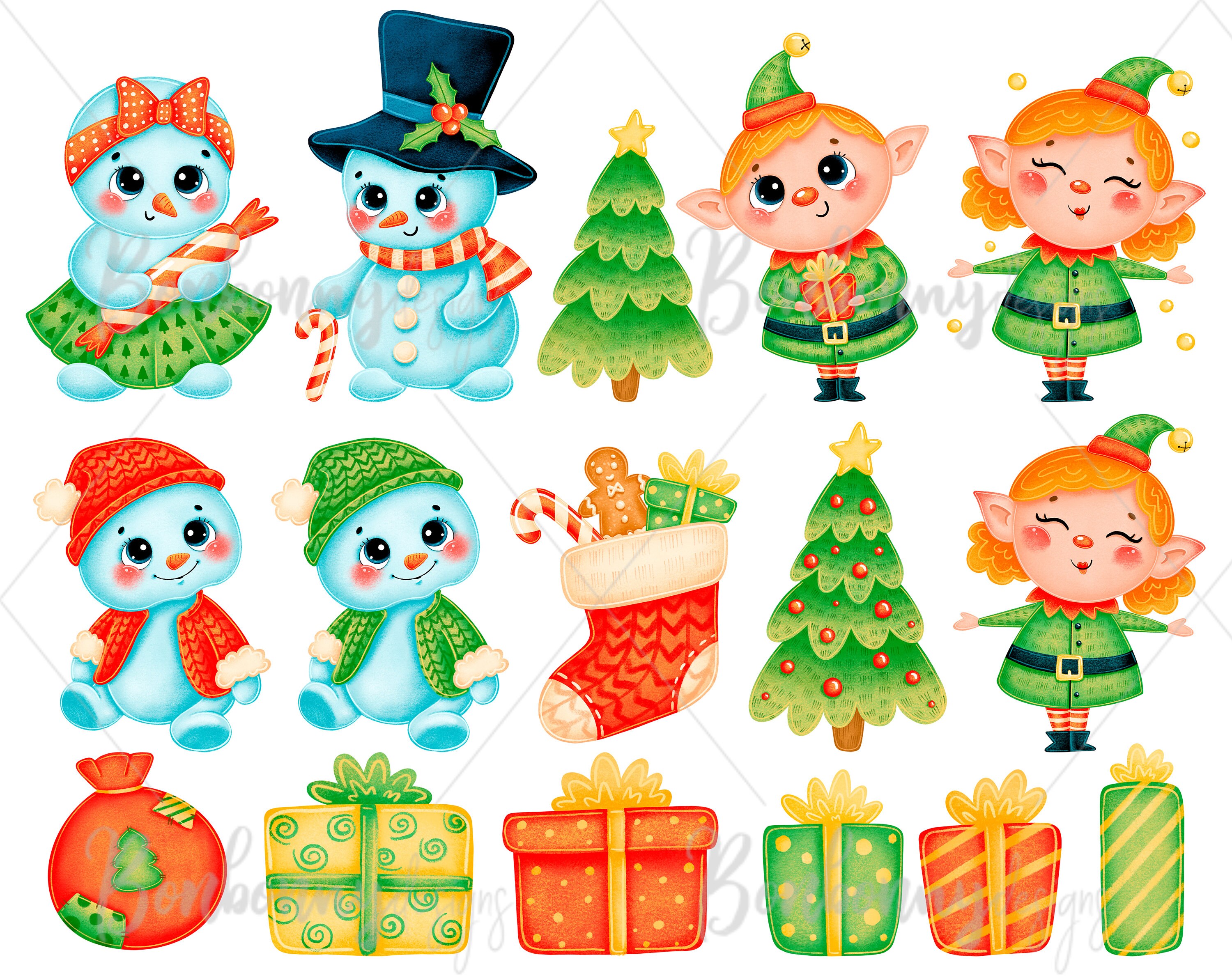 Santa Claus Clipart Mrs Claus Clipart Christmas Elf Clipart - Etsy