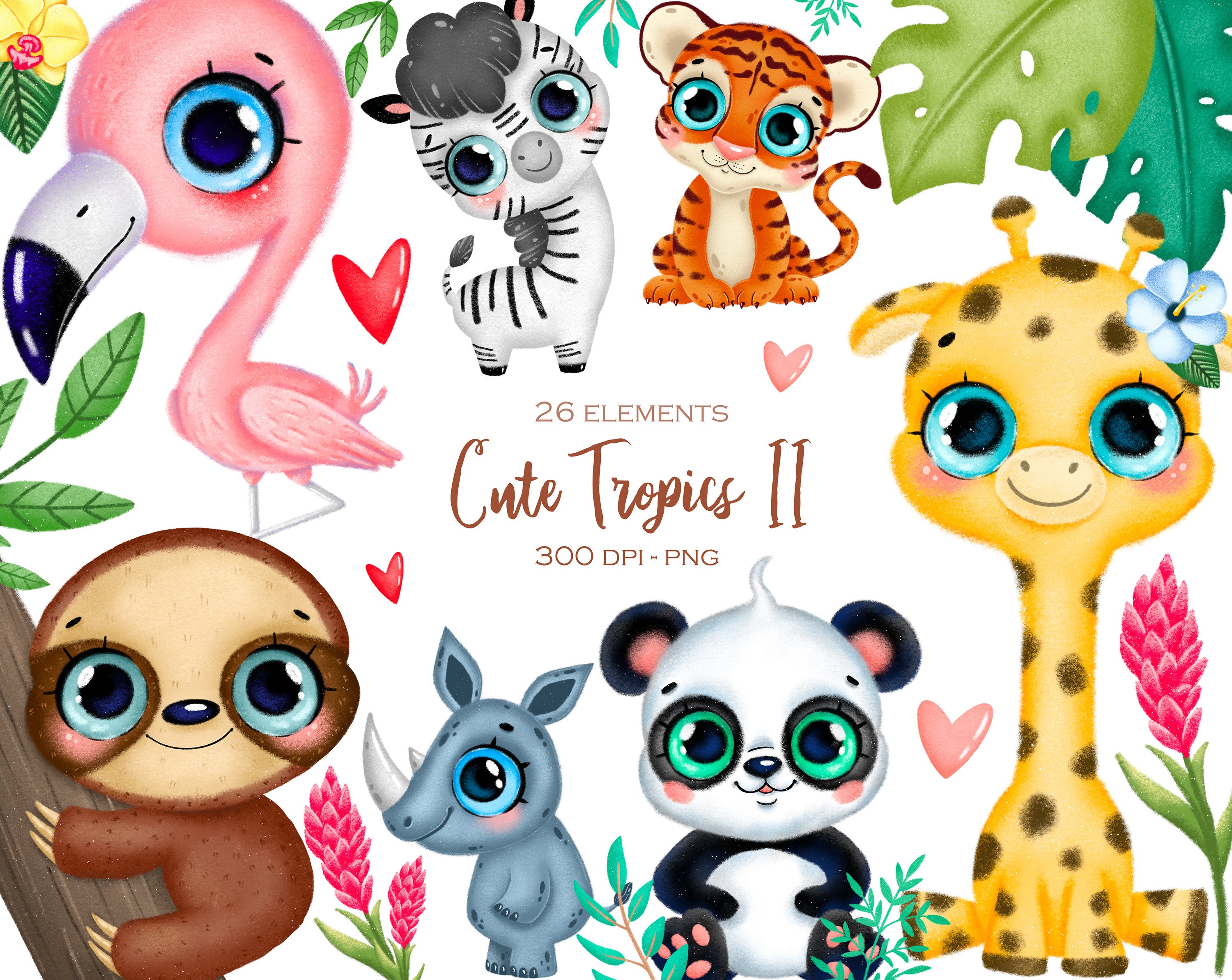 Cute Cartoon Baby Animals With Big Eyes